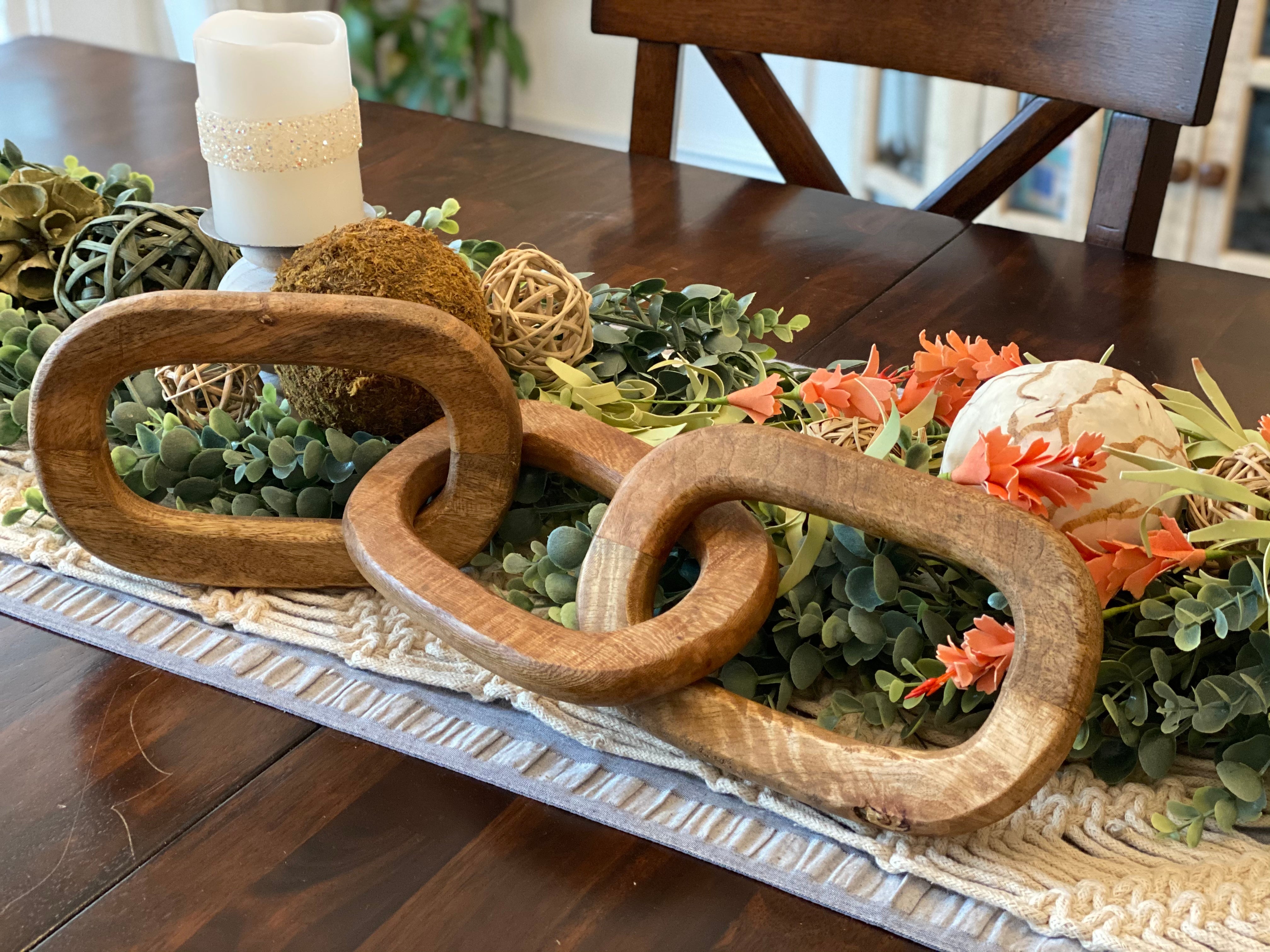 Carved Mango Wood Chain Link Table Top Decor – The Kimberly Collective